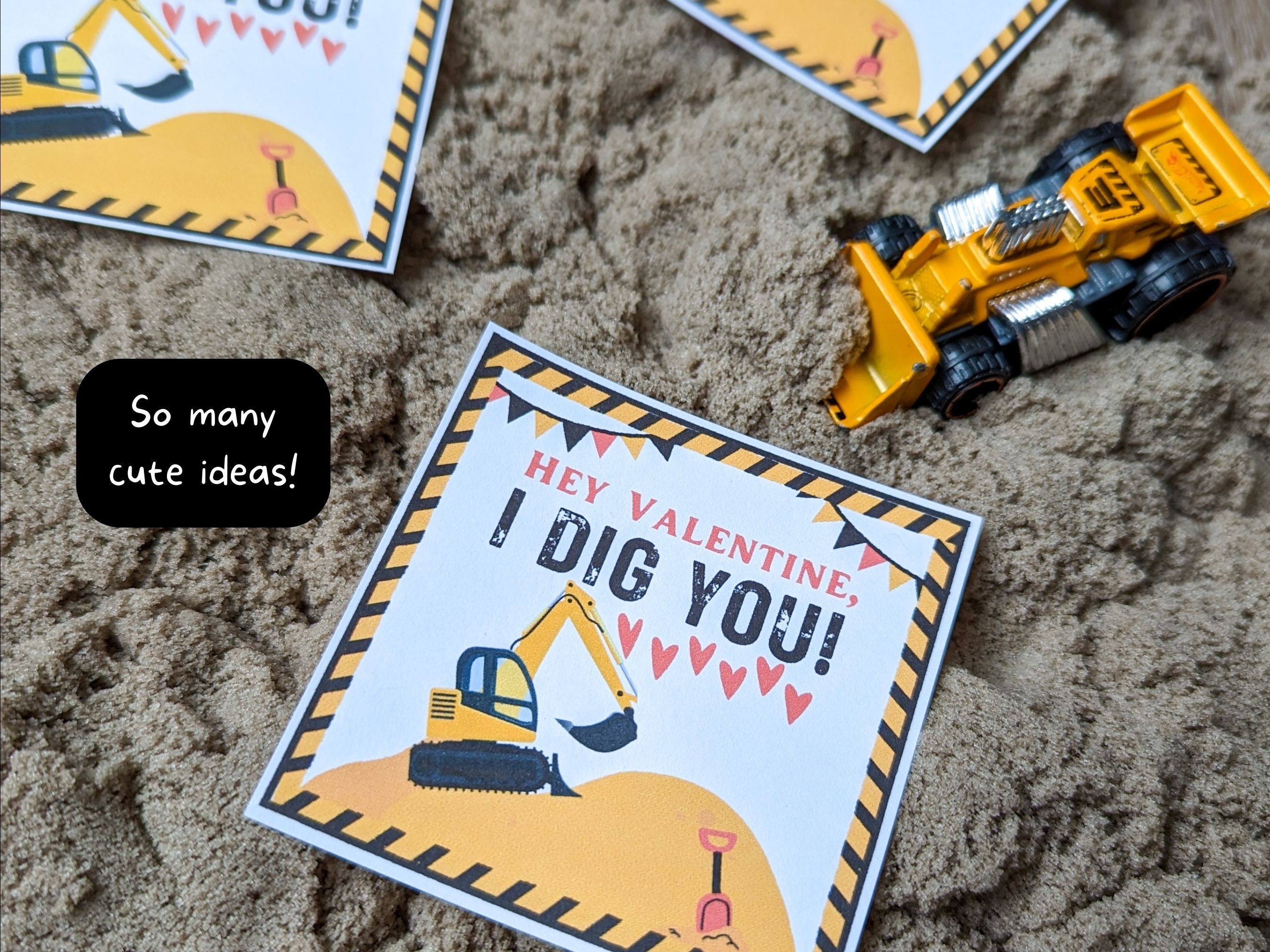 Excavator Valentine Printable Cards: I Dig You (PDF) - Etsy