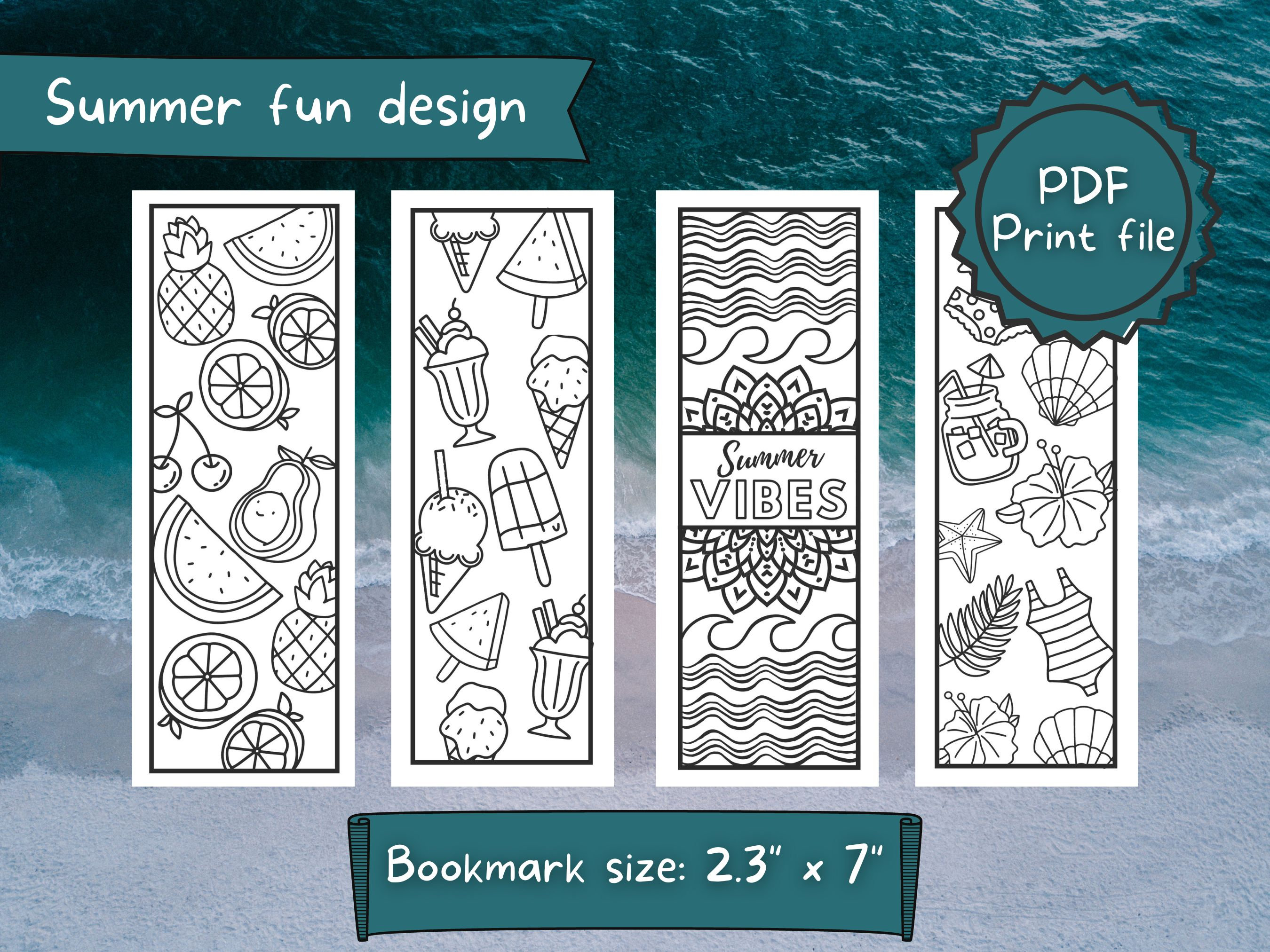 Summer Bookmark Printable Coloring Activity | Cute Summer Bookmarks ...