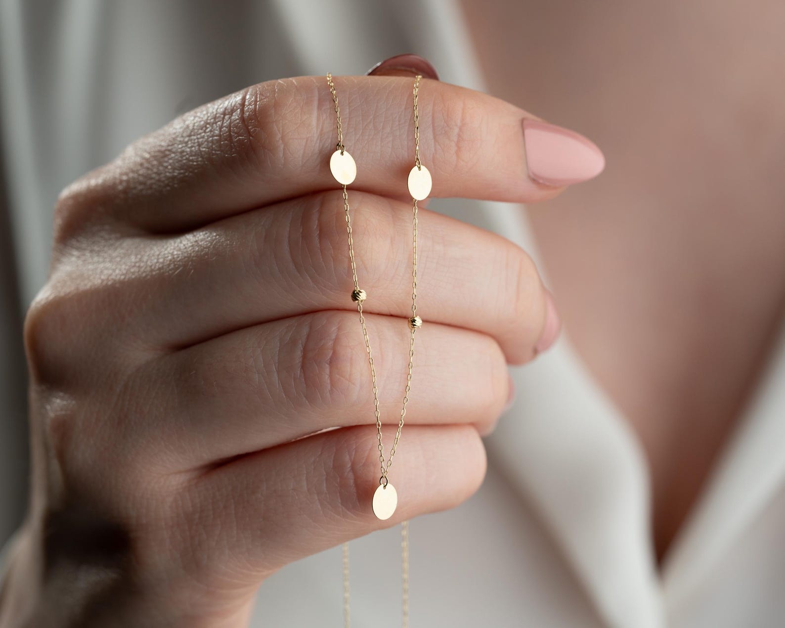 14k Solid Gold Multi Disc Necklace: Elegant Layering Charm - Etsy