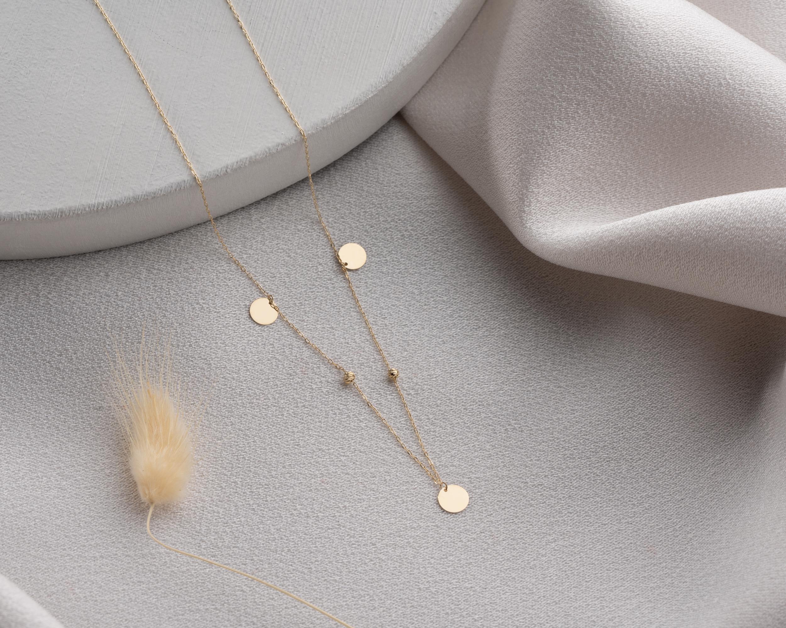 14k Solid Gold Multi Disc Necklace: Elegant Layering Charm - Etsy