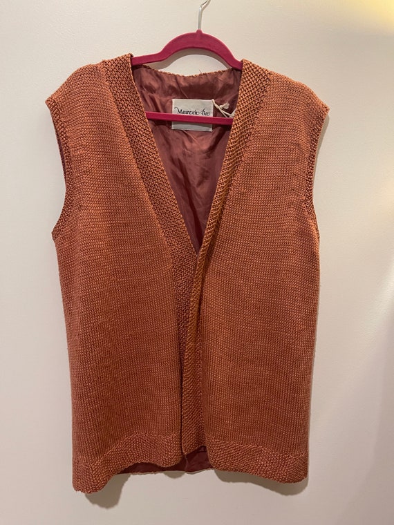 Maureen Bee 1980s hand knit sandstone cardigan and sk… - Gem