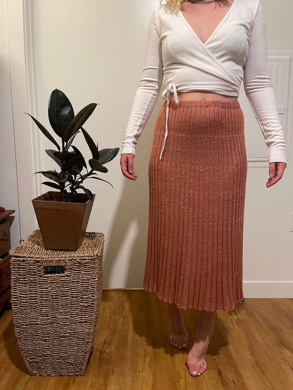 Maureen Bee 1980s hand knit sandstone cardigan and sk… - Gem