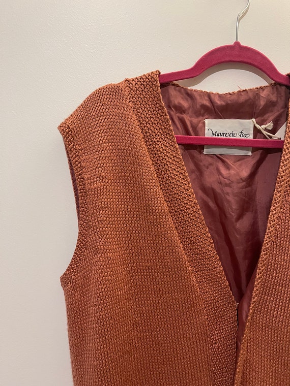 Maureen Bee 1980s hand knit sandstone cardigan and sk… - Gem