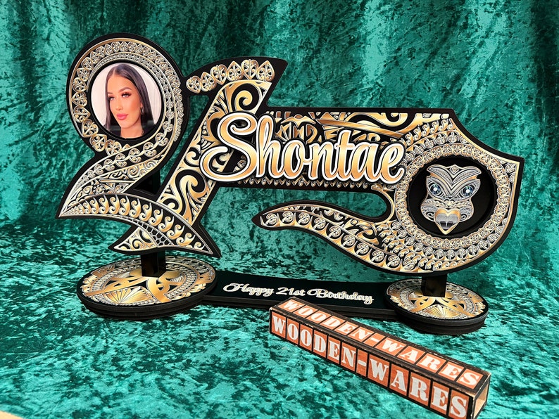 21st Birthday Key Design Stand With Personalised Photo Name and Age ...