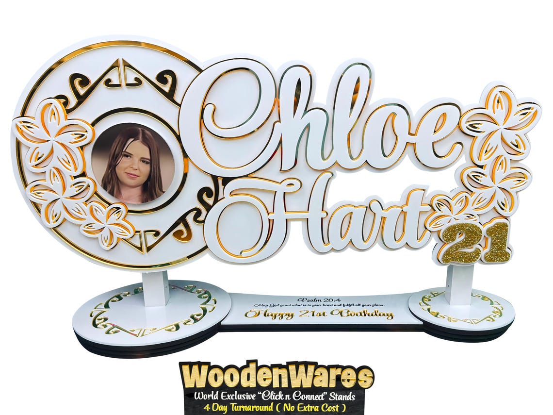 21st Birthday White Key Gloss Upscale Design | Personalised With Photo ...