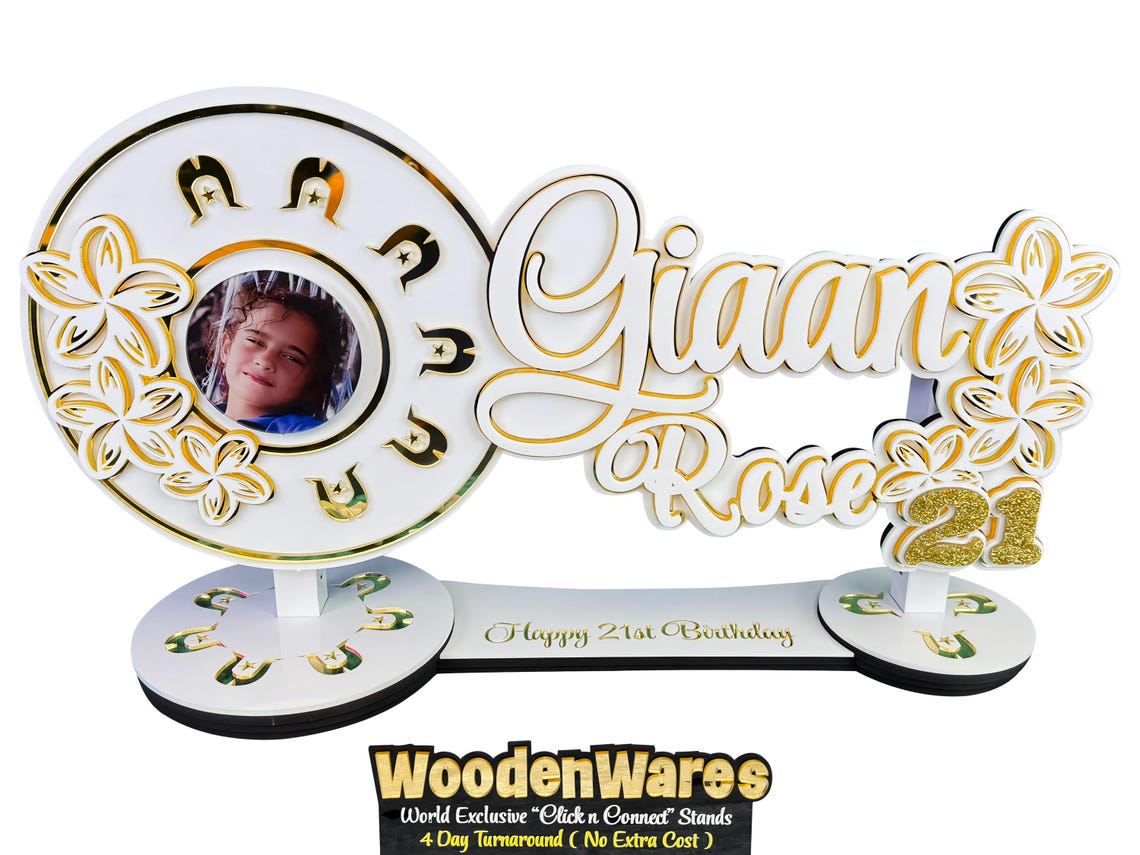 21st Birthday White Key Gloss Upscale Design | Personalised With Photo ...