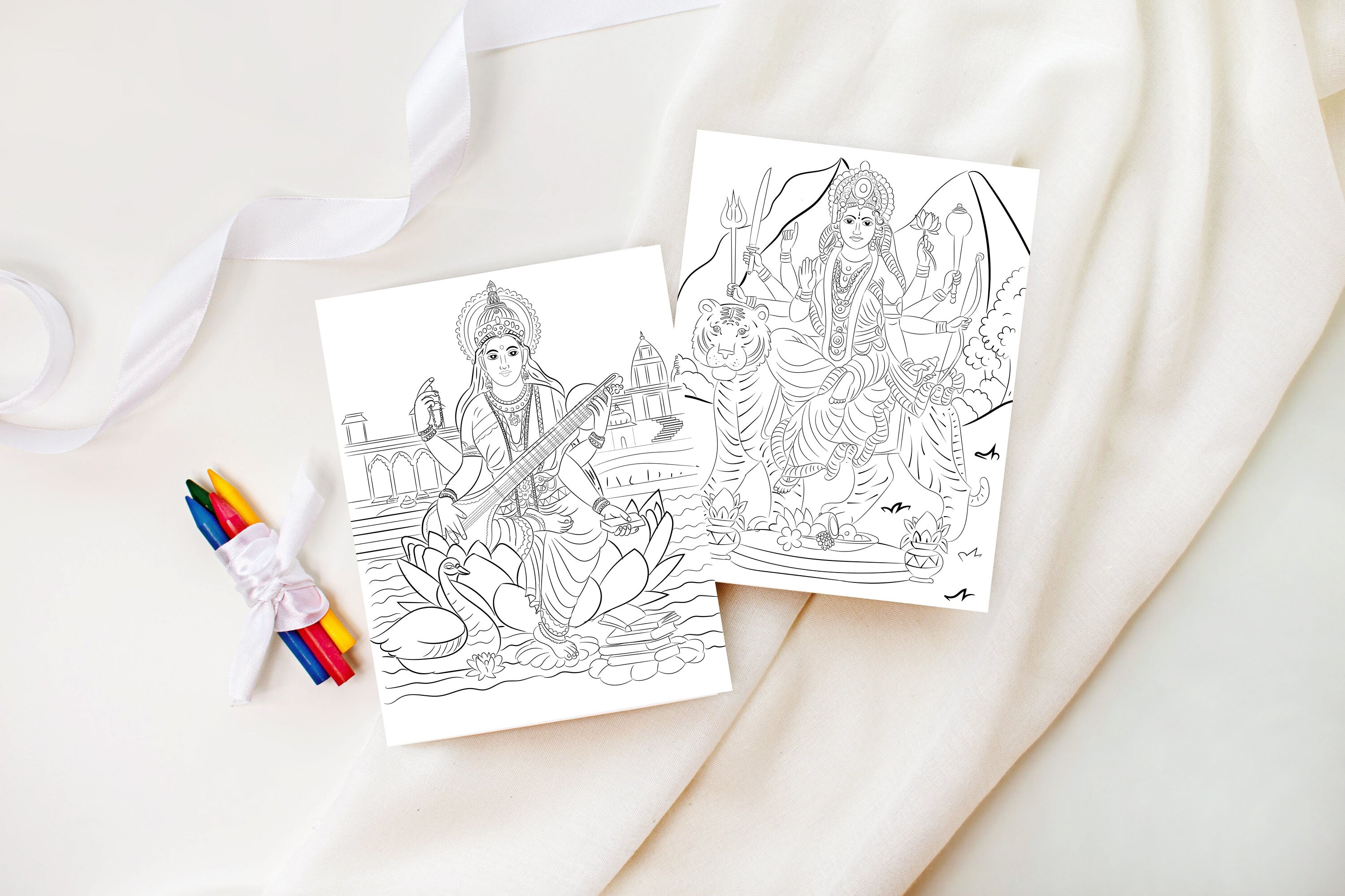 5 Hindu Goddess Coloring Pages - Etsy