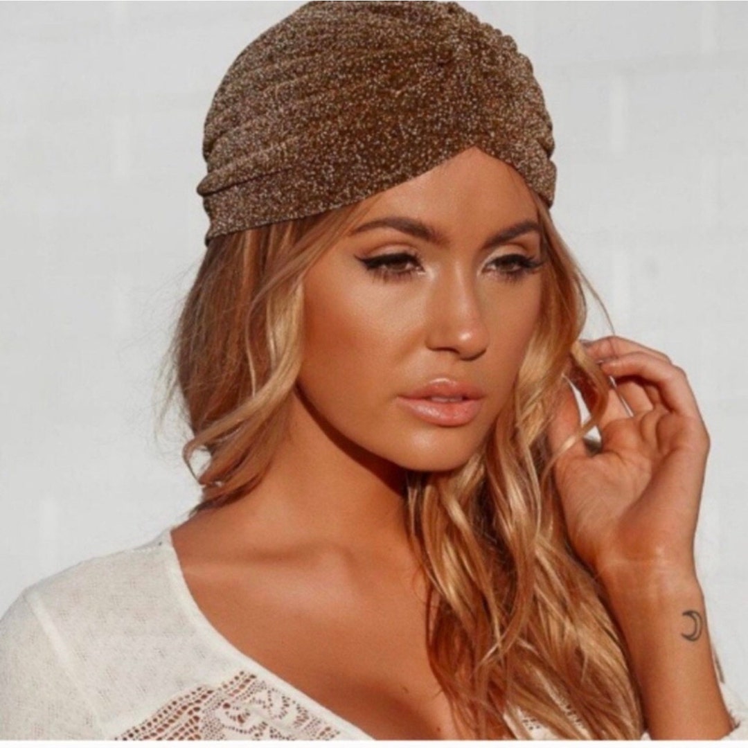 Shimmer Gold Turban, Turban Hat, Chemo Hat, Turban Bonnet , Fashion ...
