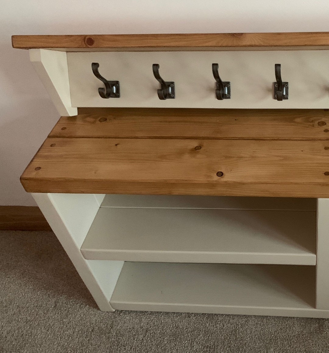 Shoe Bench Coat Rack Set Large Shoebench Painted Shoe Bench Solid Wood ...