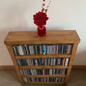 CD Stand CD Rack Compact Disc Storage Shelving Rustic Solid Wood CD ...