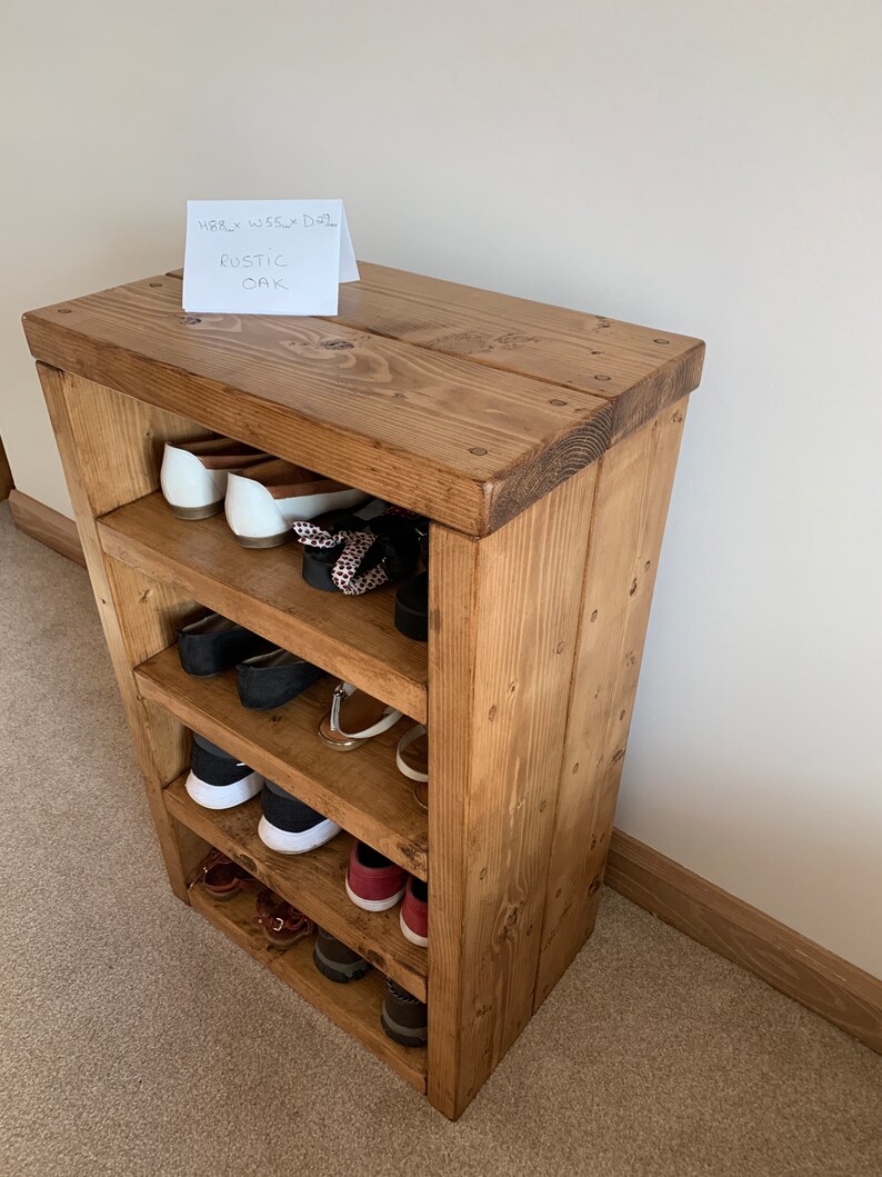 Rustic Solid Wood Shoe Rack Bench: Farmhouse Hallway Storage - Etsy UK