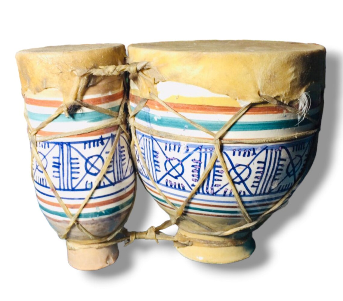 Moroccan Tam Tam Double Drum, Traditional Moroccan Clay Tam Tam ...