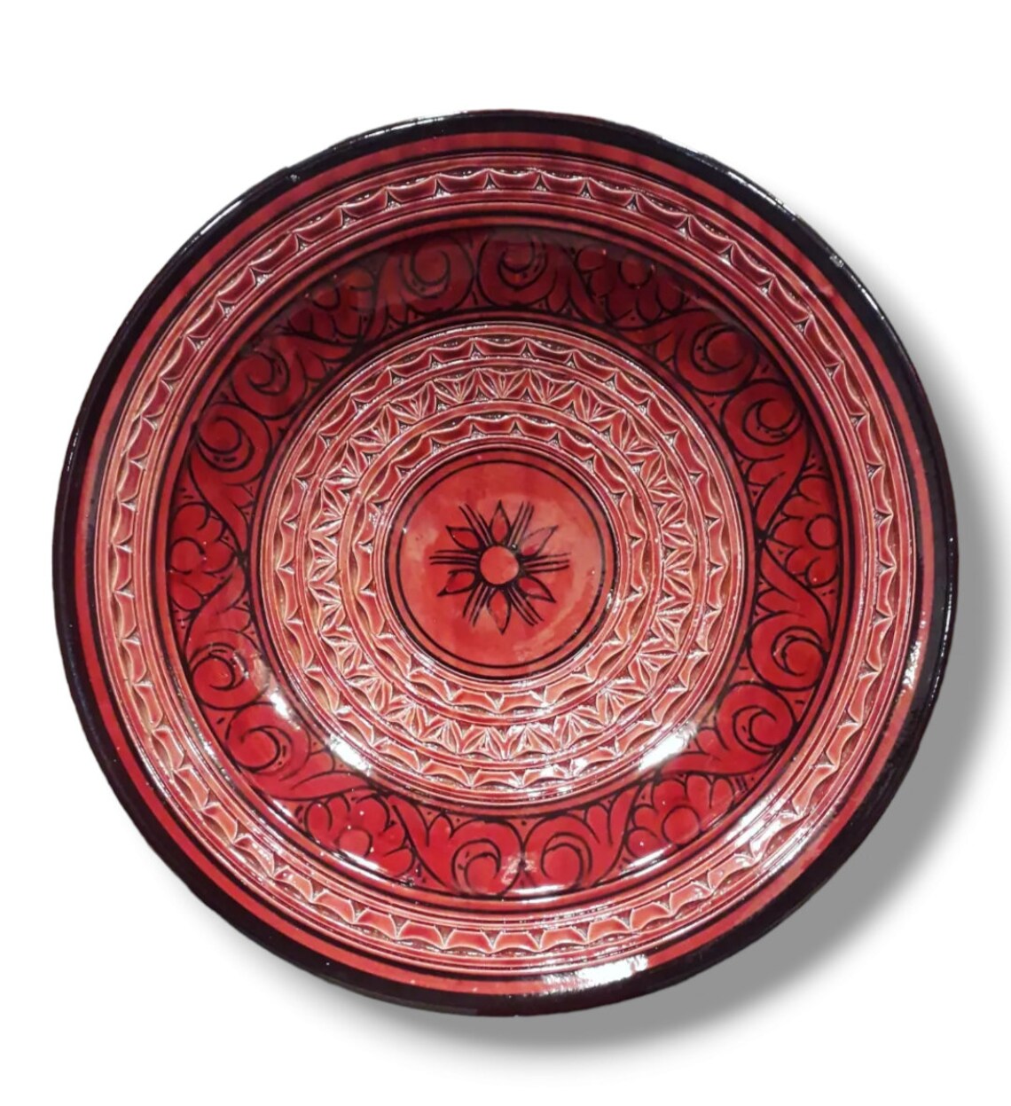 Big Serving Plate With Texture, Handmade Ceramic Platter, Moroccan ...