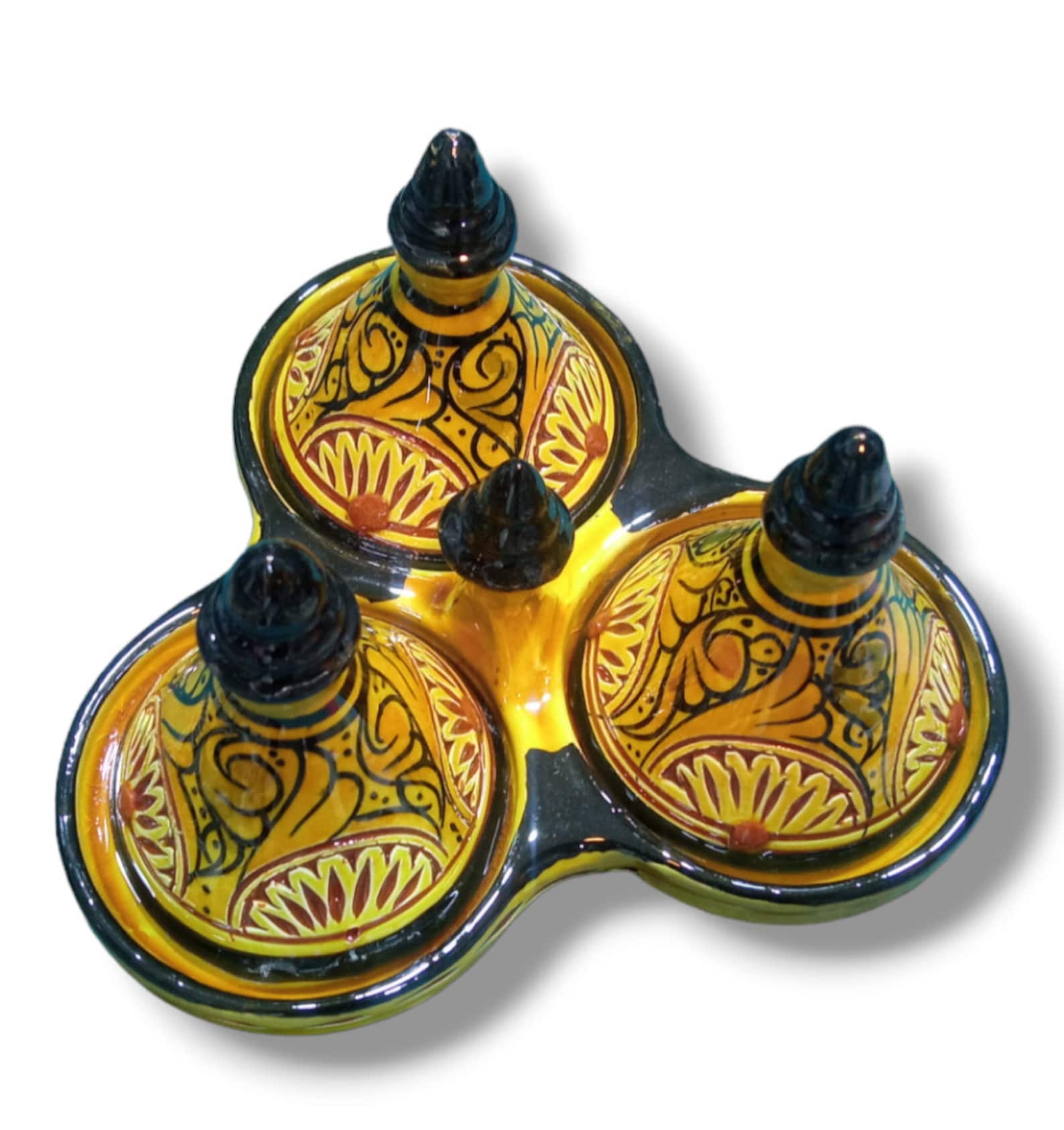 Triple Moroccan Mini Tagine for Spices, Small 3 Tagines , Spices Holder ...