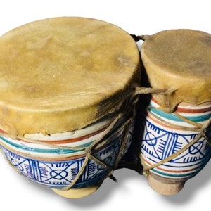 Moroccan Tam Tam Double Drum, Traditional Moroccan Clay Tam Tam ...