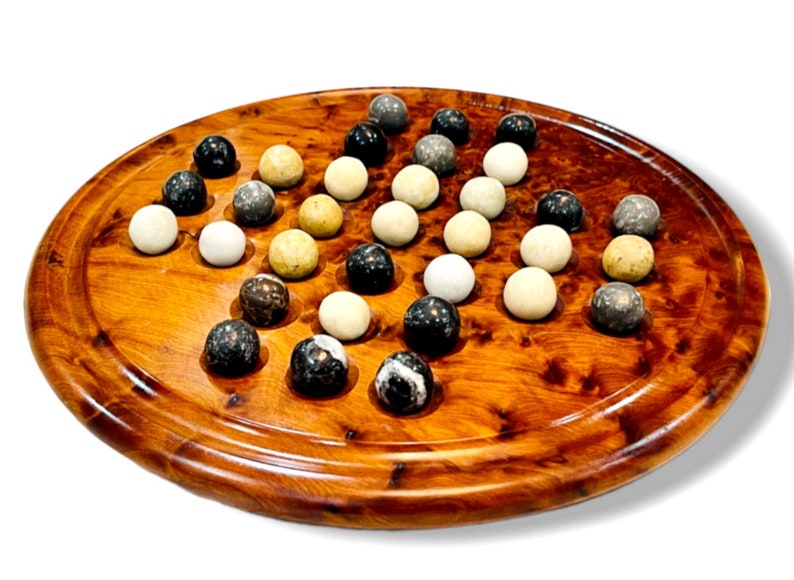 Handmade Moroccan Thuya Wood Solitaire Game Board With Marble Balls ...