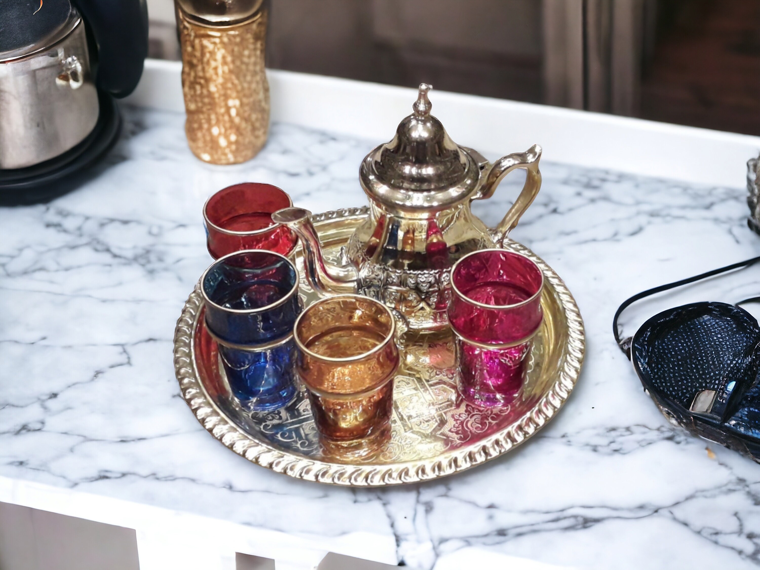 Exquisite Moroccan Tea Set: Elegance, Tradition Handcrafted Teapot ...