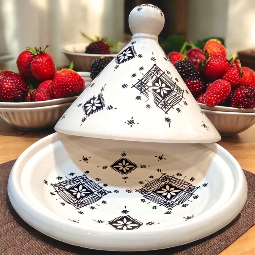 Handmade White Ceramic Tagine for Serving – Elegant Moroccan Dishware ...