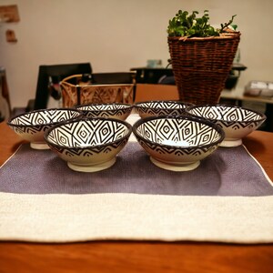 Set of 6 Moroccan Ceramic Bowls: Handcrafted, Artistic, Geometric ...