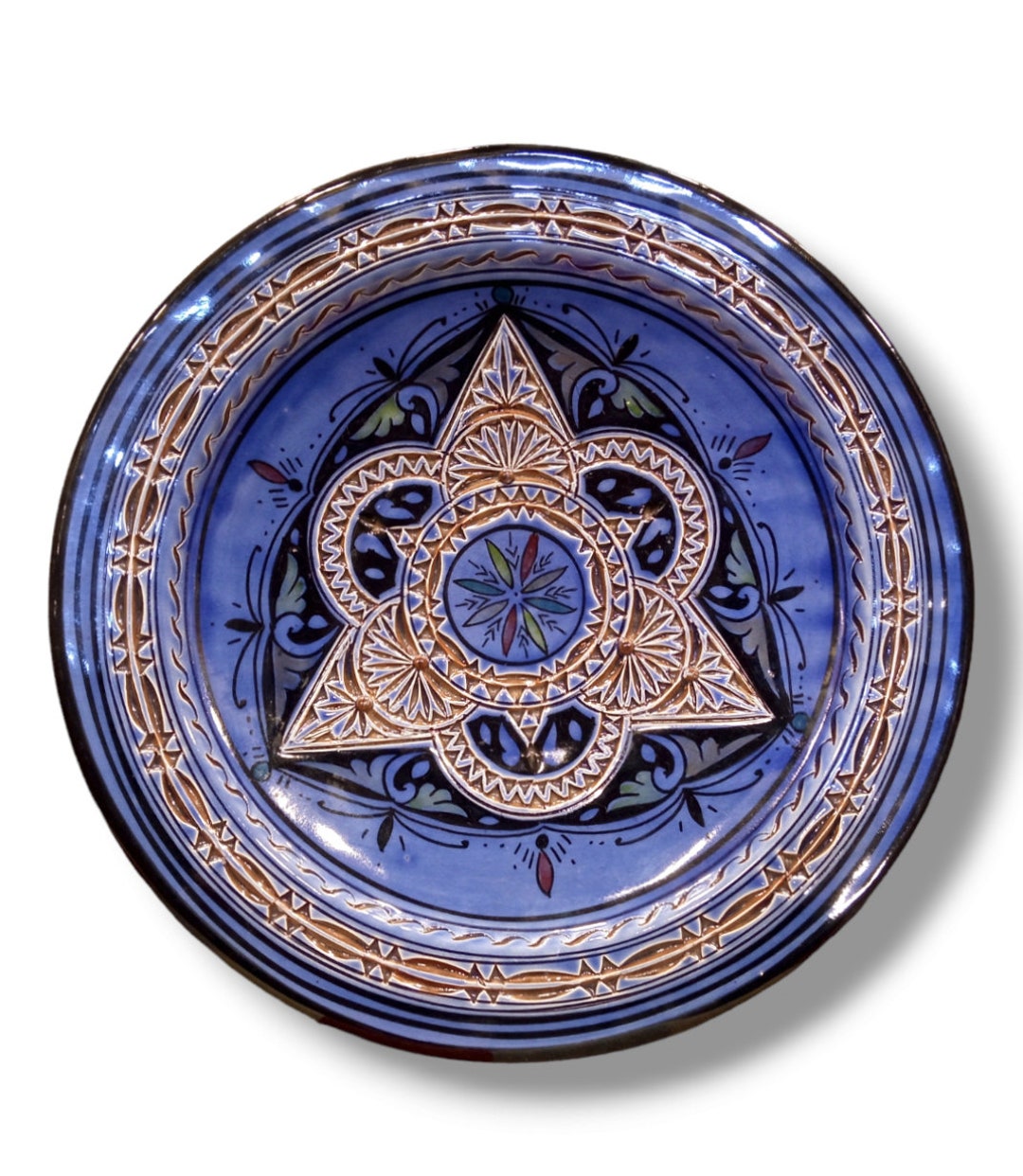 Moroccan Hand-carved Pottery Plate: Artisanal 35cm Serving Dish ...