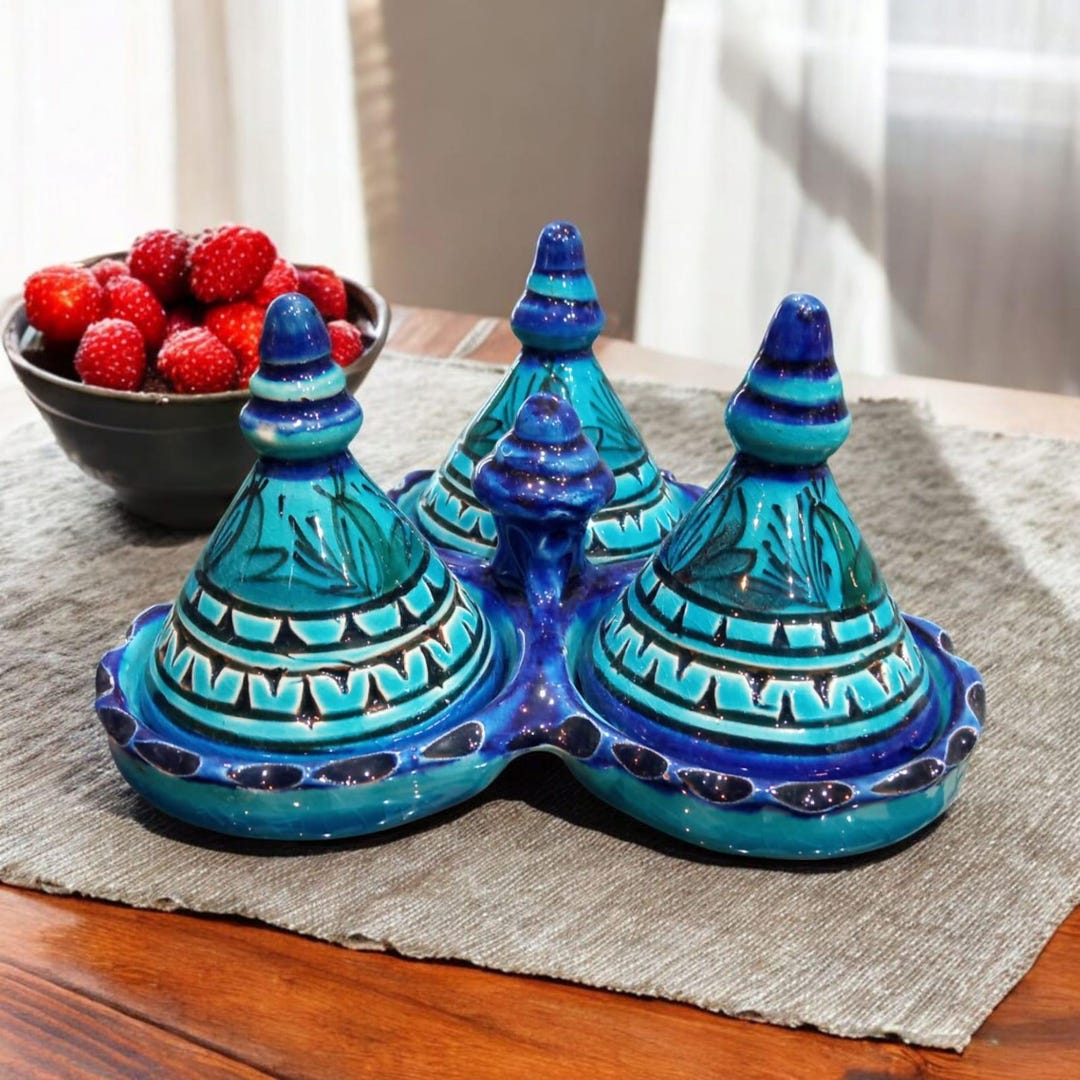 Set of 3 Handmade Moroccan Pottery Tagines for Spices and Sauces ...