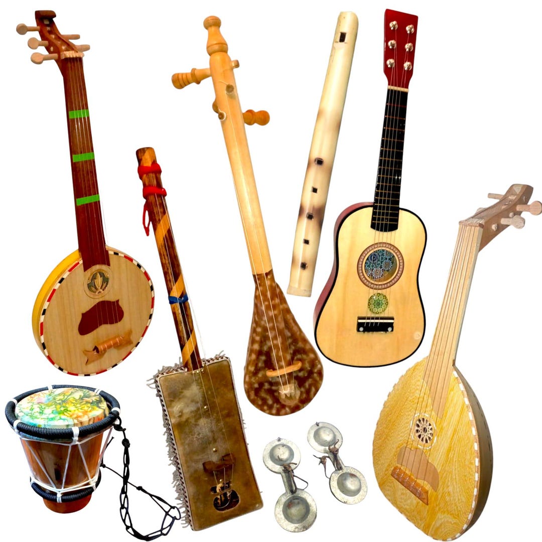 Set of 8 Small Moroccan Musical Instruments – Handmade Traditional Mini ...