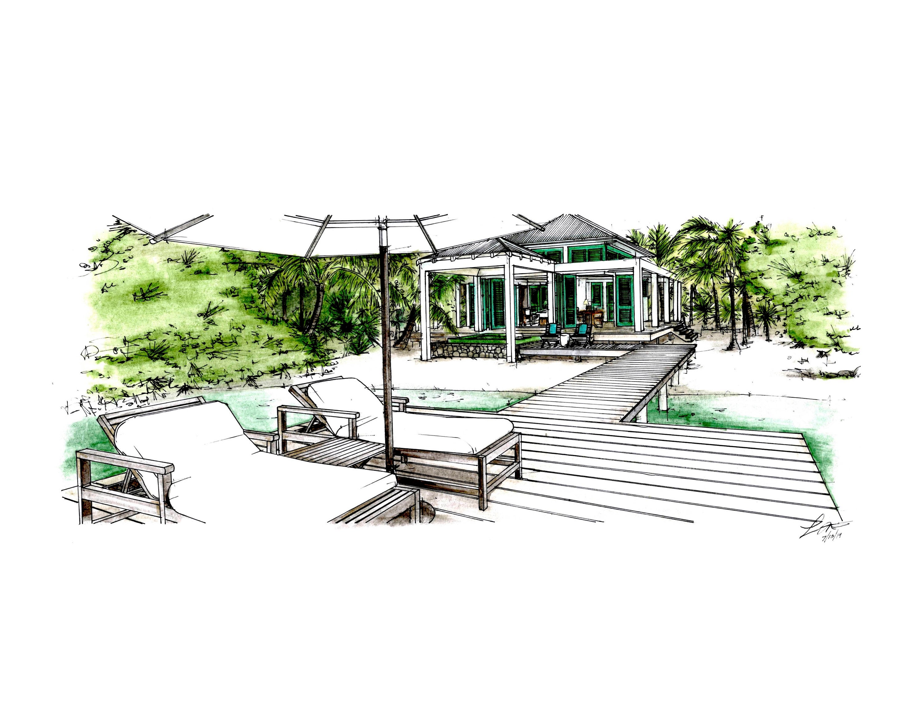 Home Rendering Hand Drawn, Custom, Hand Drawn, Hand Rendered Color ...