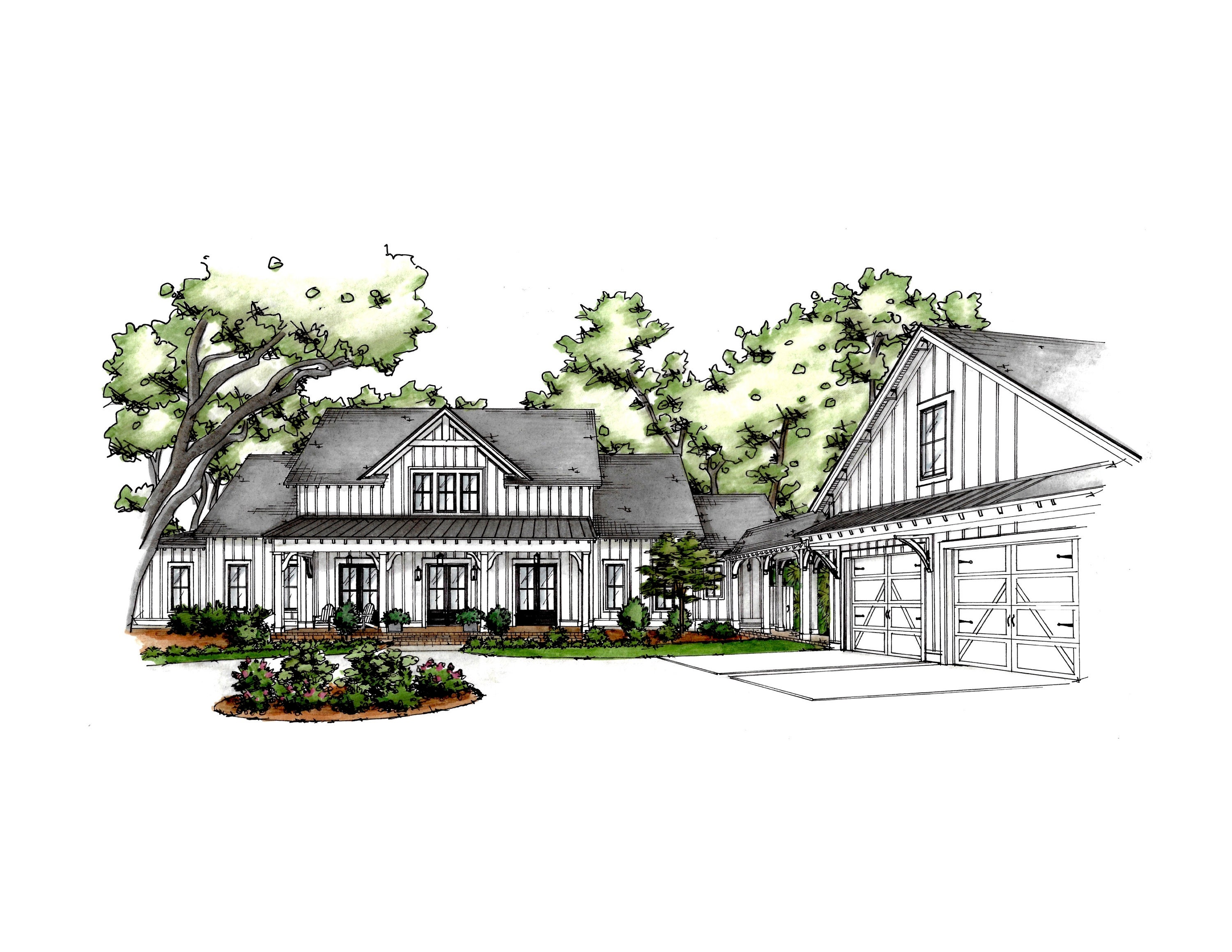 Home Rendering Hand Drawn, Custom, Hand Drawn, Hand Rendered Color ...