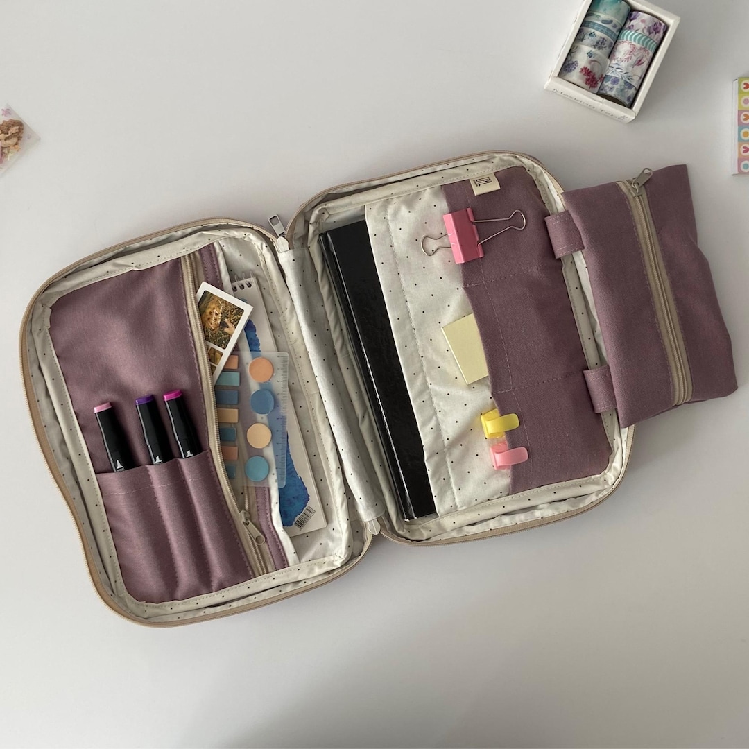 Canvas Journal Pouch, Book Case With Zipper, Journal Supplies Storage ...