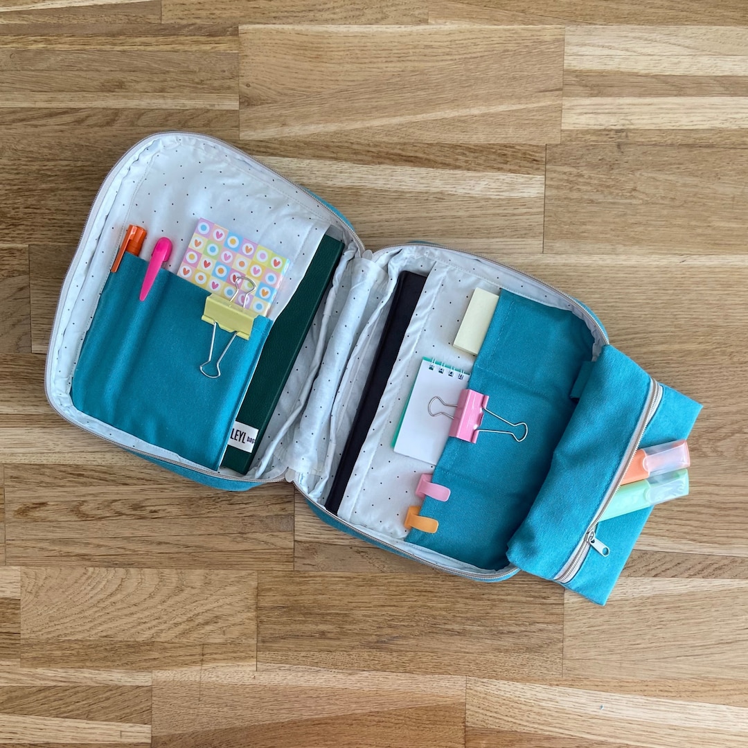 Canvas Zipper Notebook Cover With Pockets, Canvas Sketchbook Organizer ...