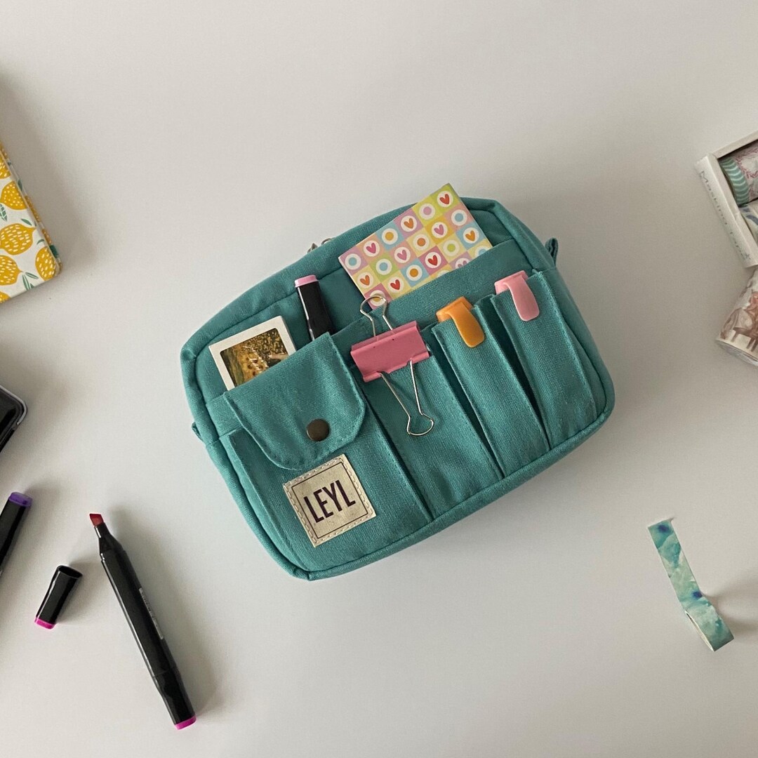 Canvas Stationery Pouch for Journal and Accessories Storage, Planner ...
