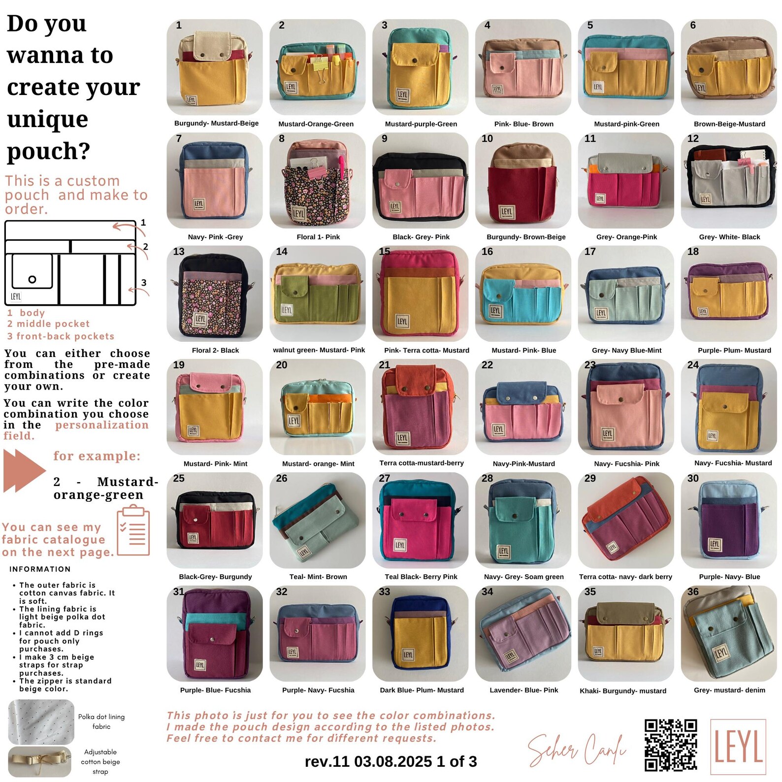 Canvas Organizer Utility Pouch for Carrying Tool and Supplies, Planner ...