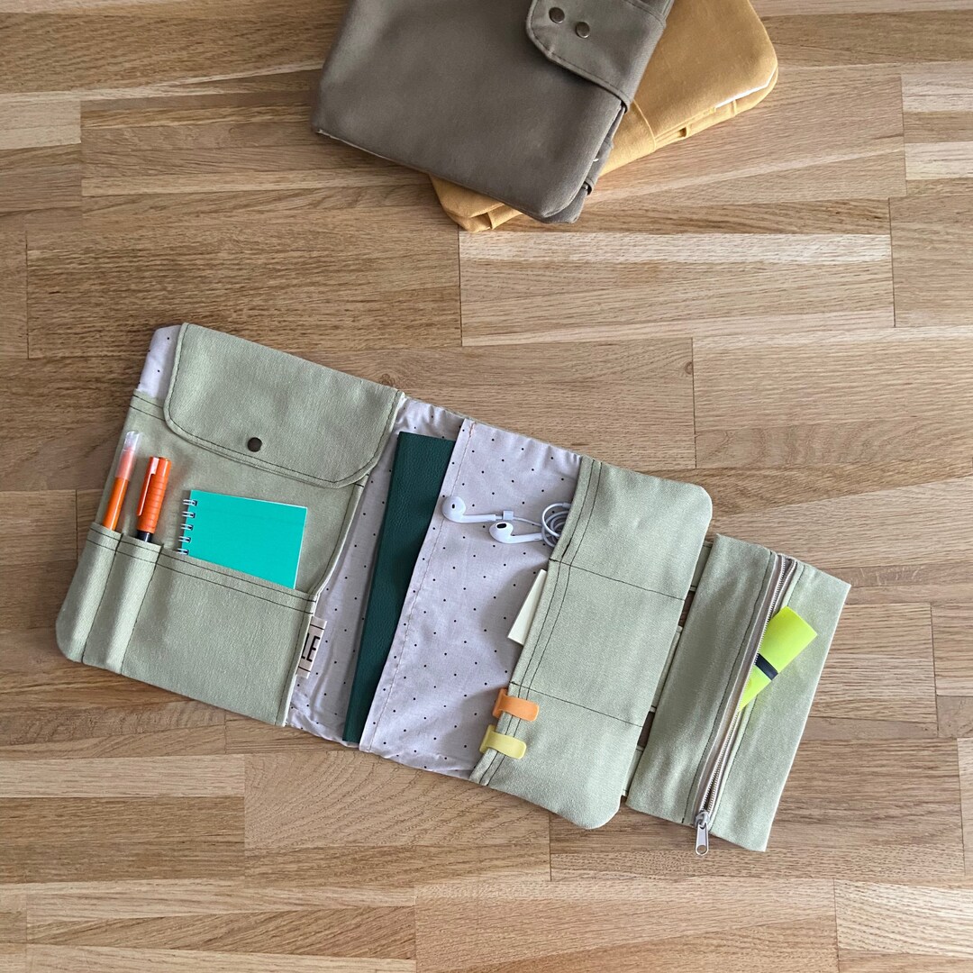 Organizer Planner Pouch, Canvas A5 Notebook Fabric Cover With Pen Pouch ...