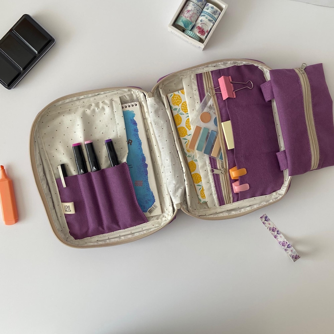 Canvas Journal Supplies Storage Case With Zipper, Art Bag for ...