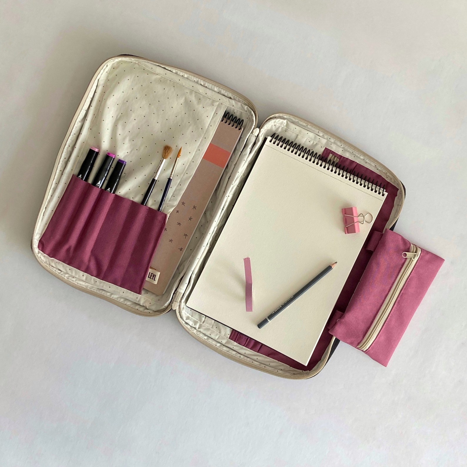 Canvas Art Bag for Sketchbooks, Watercolor Organizer for Art Supplies ...