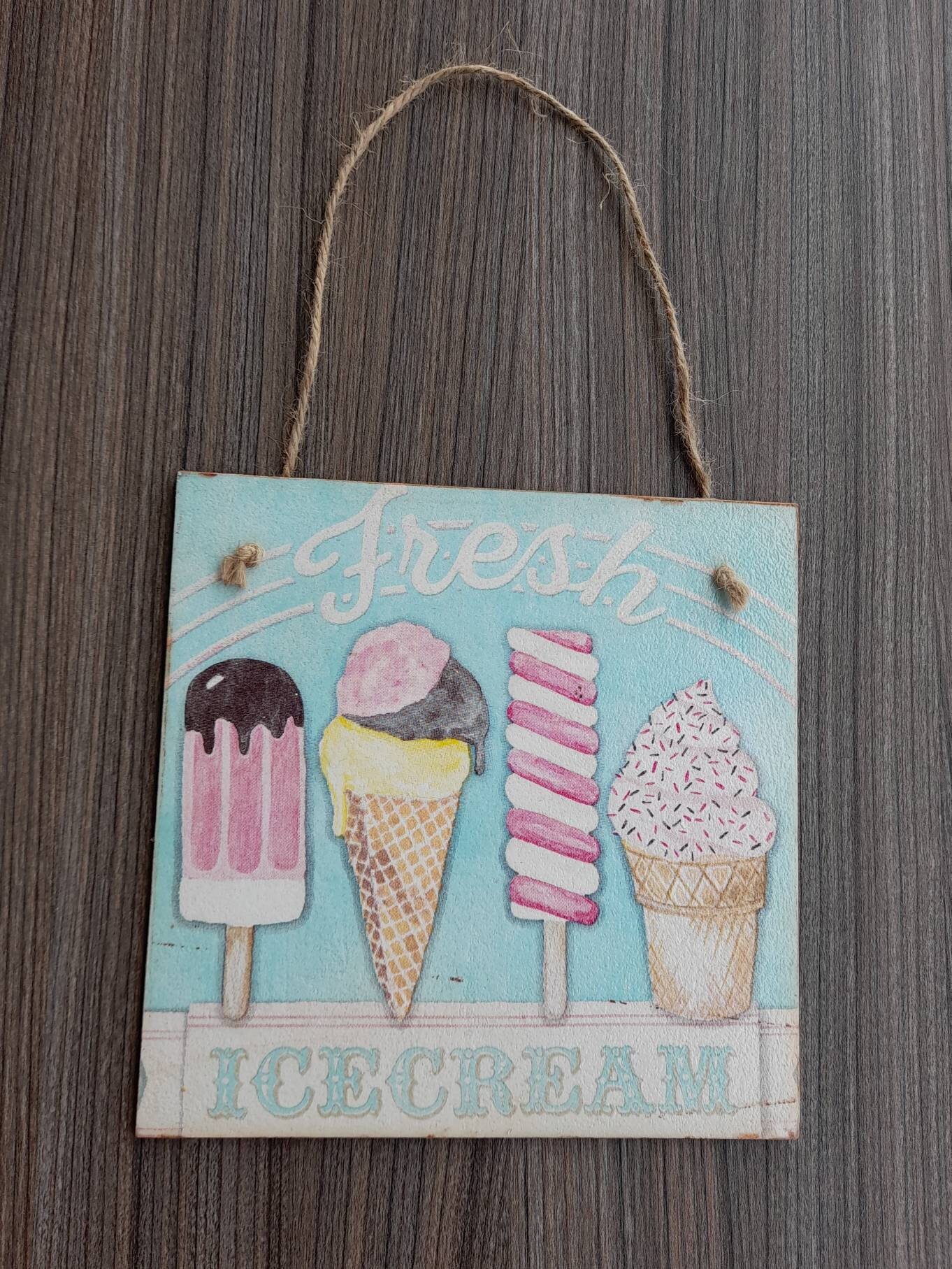 Ice Cream Decoupage Plaque 15cm/15cm, Gifts for Summer Lovers, Summer ...