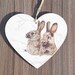 Decoupage Heart Rabbits , Rabbit Decor, 15cm Decoupaged MDF Heart ...