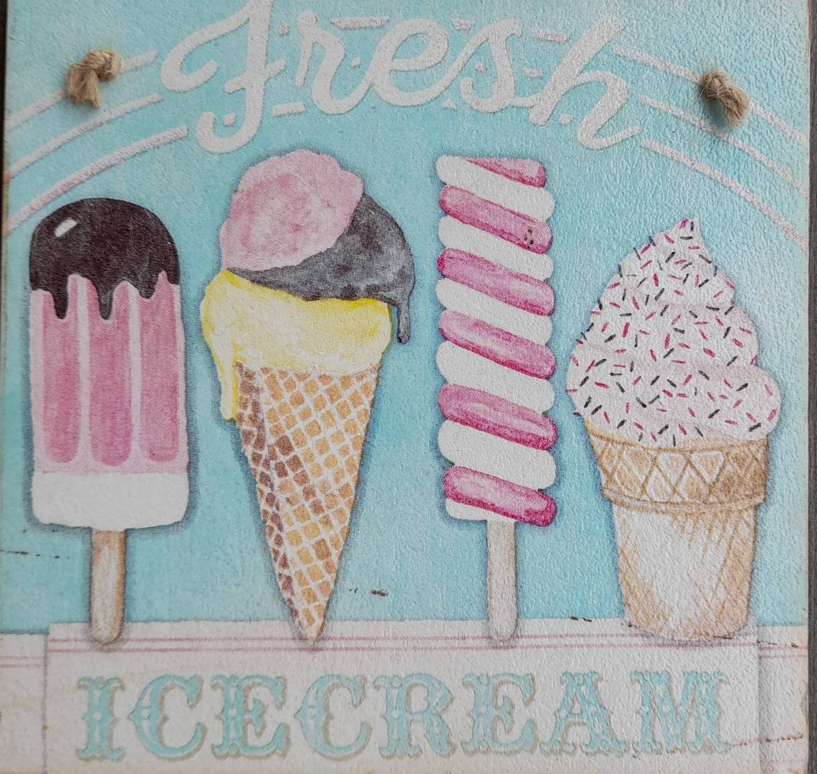 Ice Cream Decoupage Plaque 15cm/15cm, Gifts for Summer Lovers, Summer ...