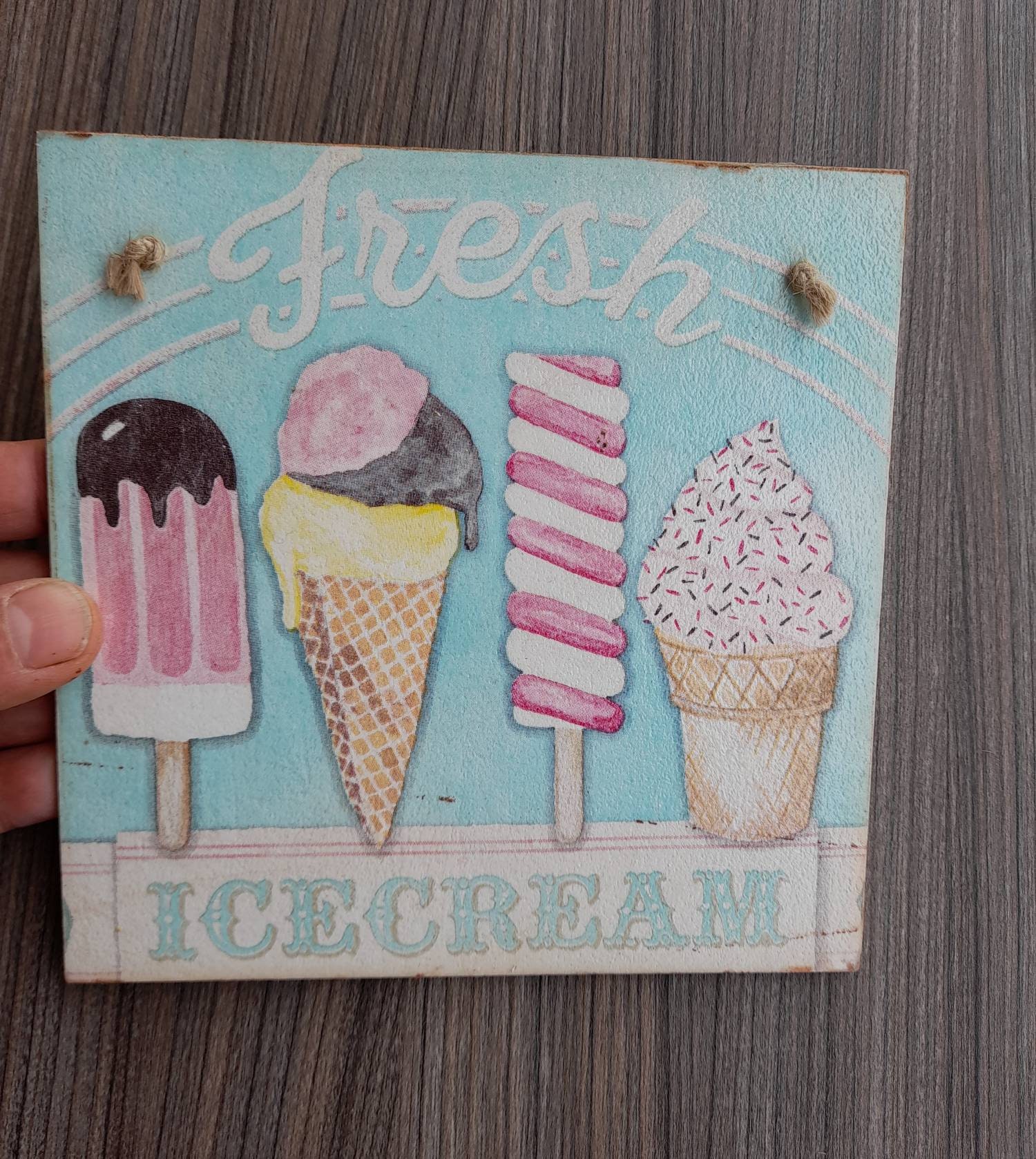 Ice Cream Decoupage Plaque 15cm/15cm, Gifts for Summer Lovers, Summer ...