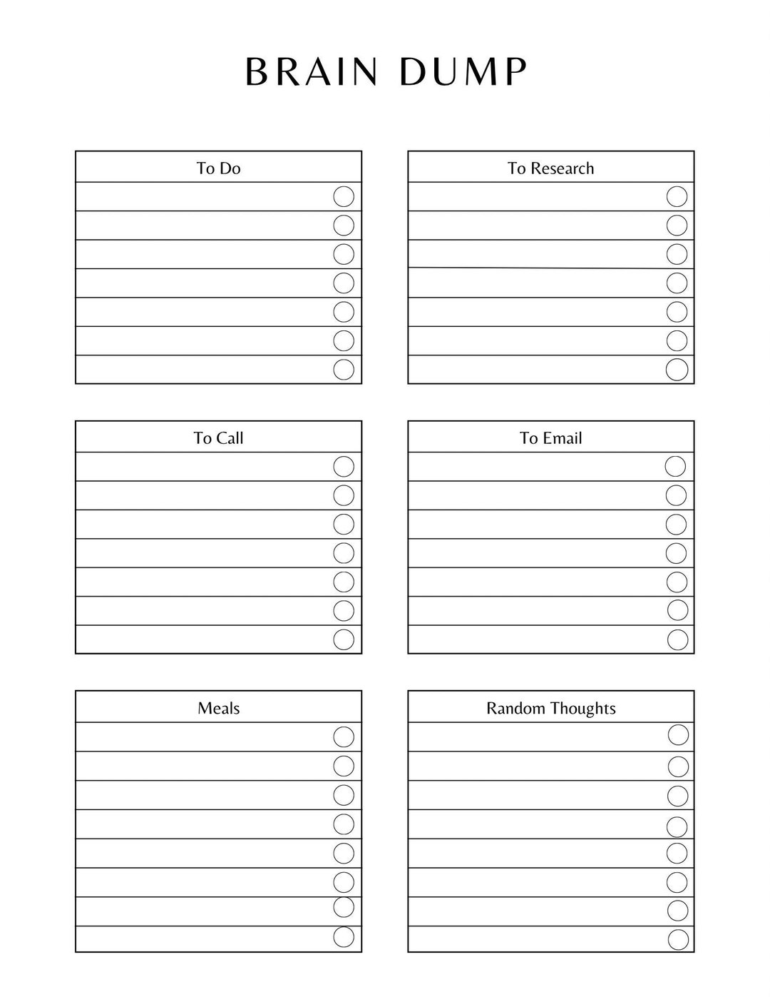 Daily Brain Dump- Digital Download - Etsy