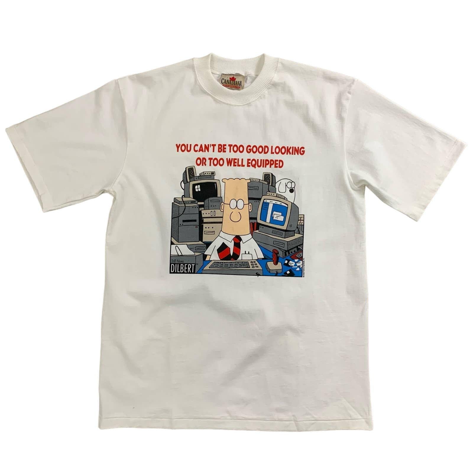 Vintage Dilbert Scott Adams Humor White T-shirt L or XL Tagged M 90s ...