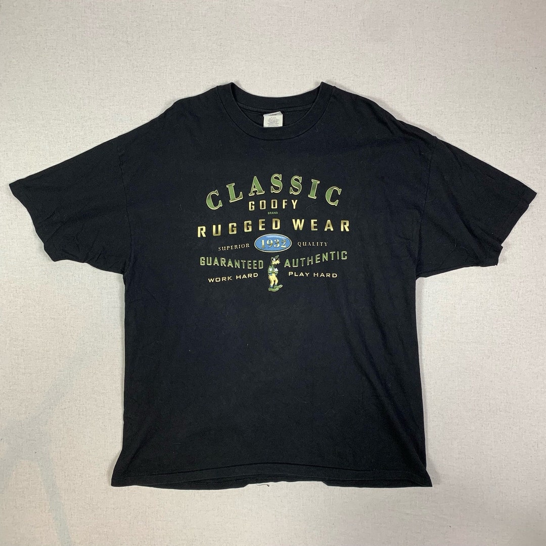 Vintage Black Classic Goofy Brand Rugged Wear T-shirt 2XL 90s - Etsy