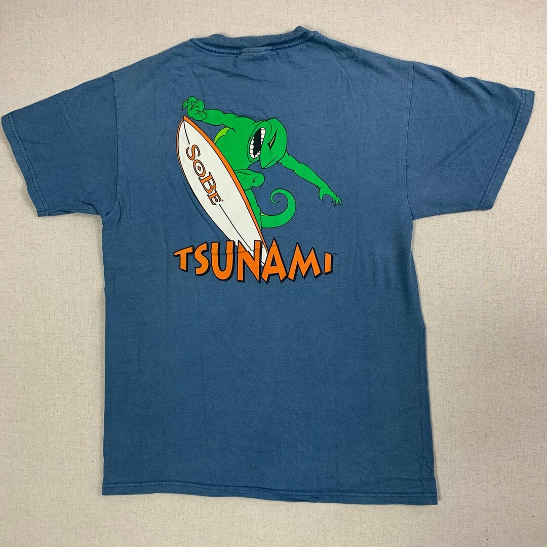 Vintage Sobe Surfs up Tsunami Lizard Surfing Blue T-shirt M 90s - Etsy