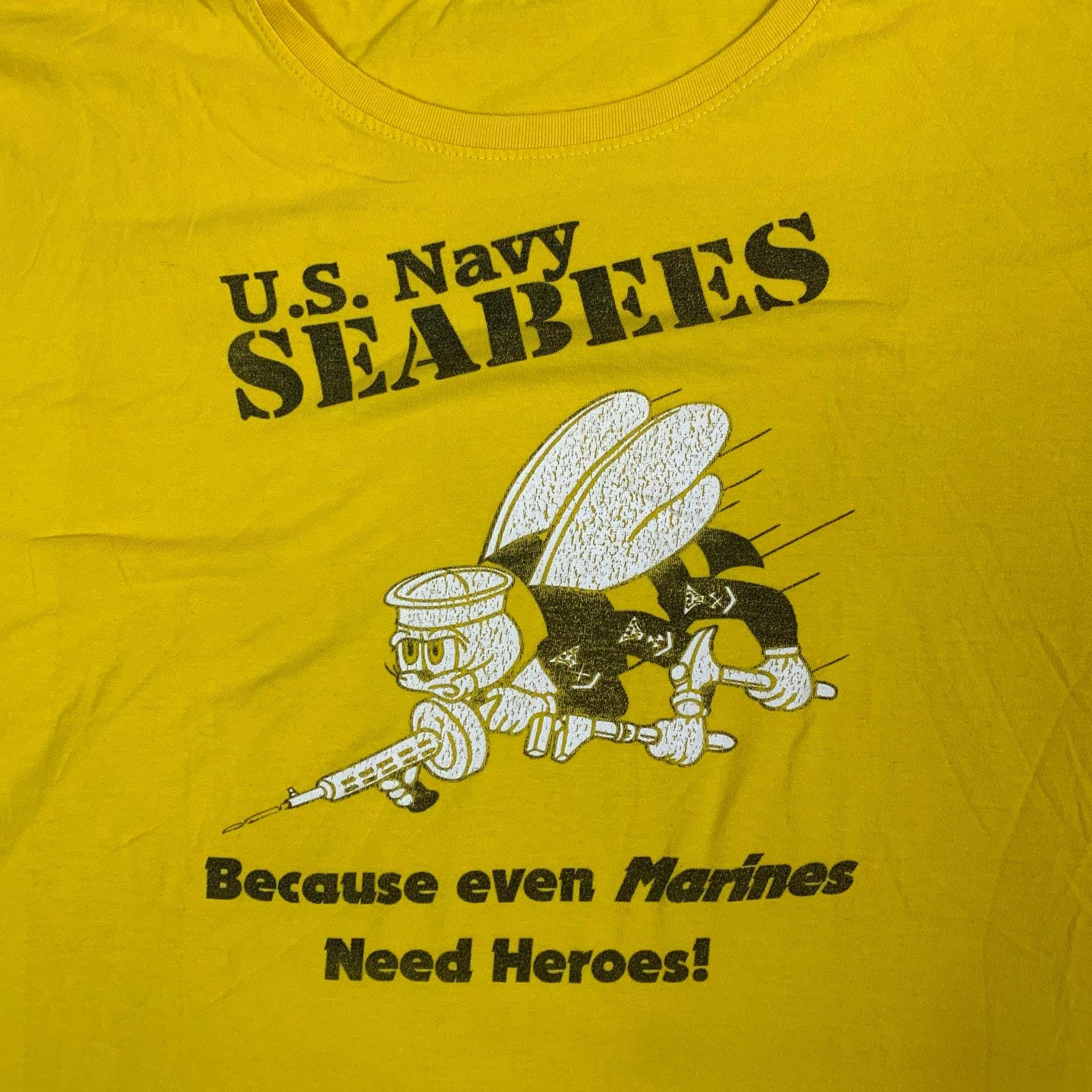 Vintage US Navy Seabees Because Even Marines Need Heroes Humor Joke T-shirt XL Y2K - Etsy