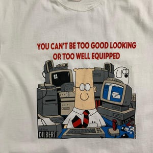 Vintage Dilbert Scott Adams Humor White T-shirt L or XL Tagged M 90s ...