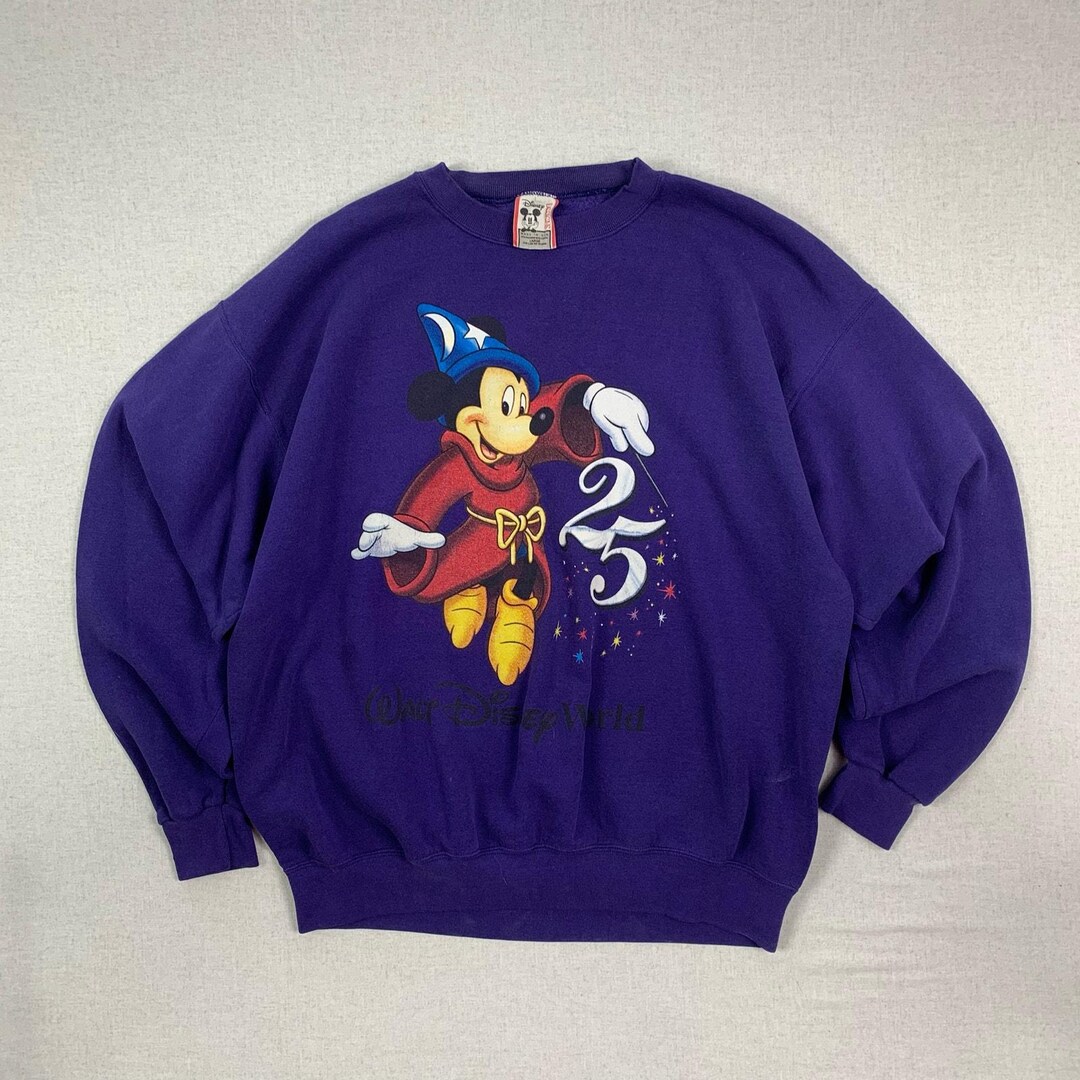 Vintage Wizard Mickey Mouse Disney World 25th Anverversary Crewneck ...