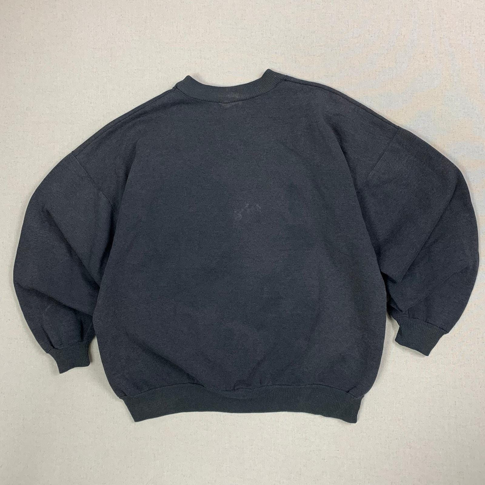 Vintage Black Wolf Animal Print Crew Neck Sweater M 80s - Etsy