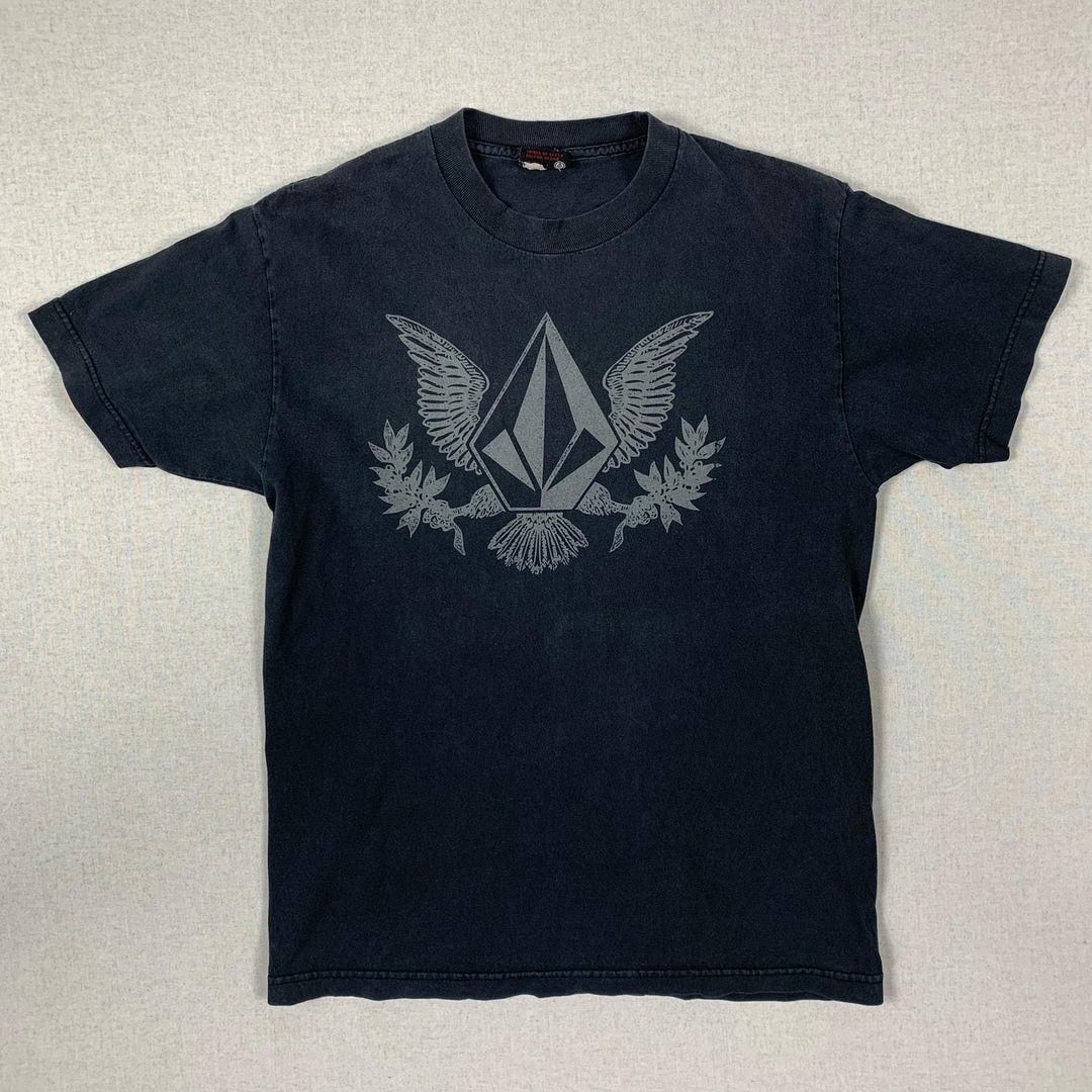 Vintage Black Eagle Volcome Stone T-shirt - M - Y2K - Etsy