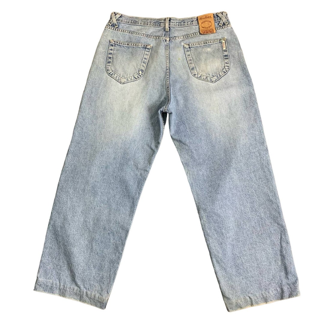 Vintage Blue Bullet .22 Caliber Denim Baggy Wide Leg Jeans Size 36 90s ...