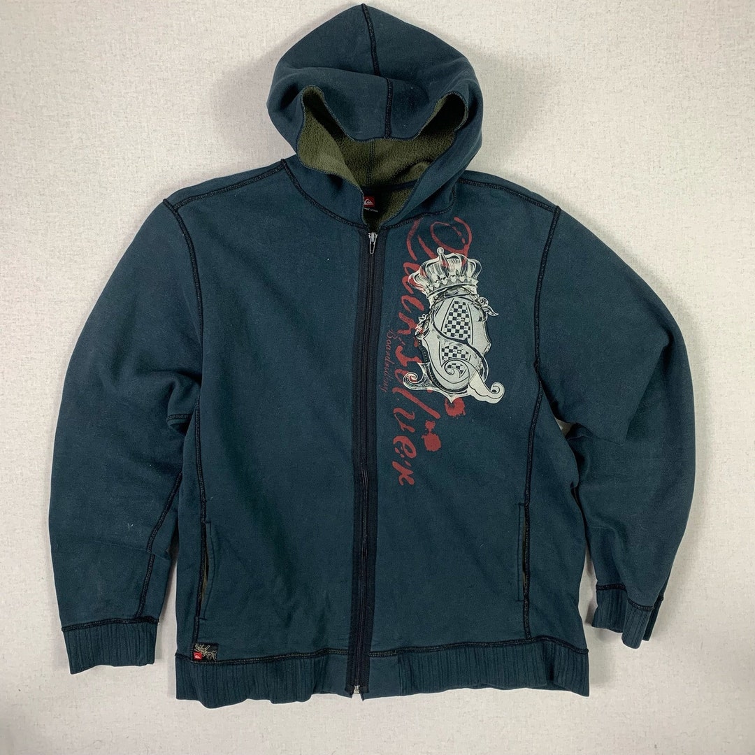 Vintage Black Quicksilver Zip up Hoodie Sweater XL Y2K - Etsy